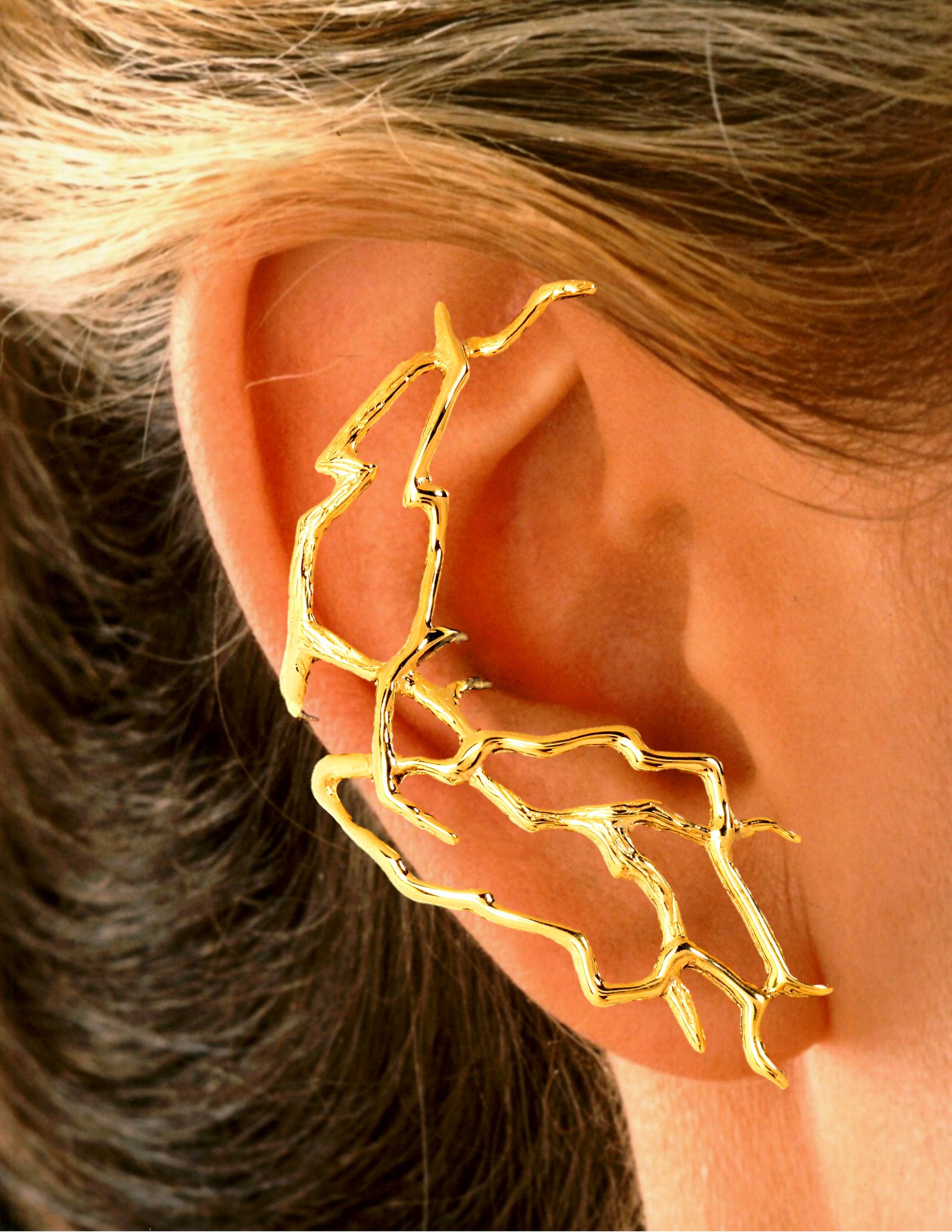 Lightning Bolt Ear Cuff Left Only Rhodium On Sterling Silver