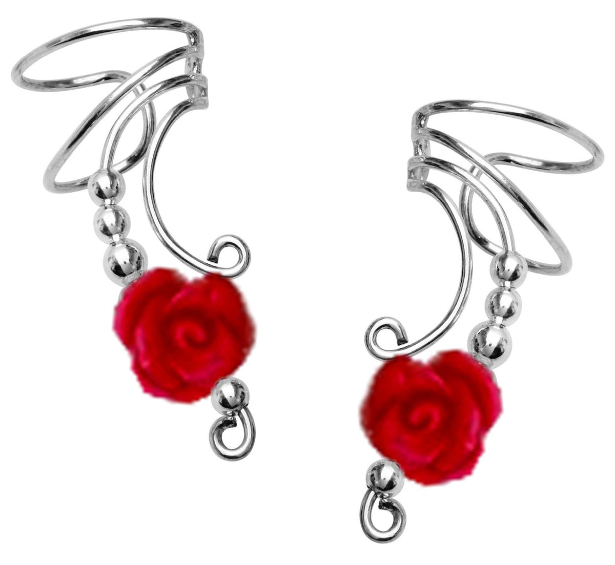 Long Red Rose Ear Cuff – EarCharms.com